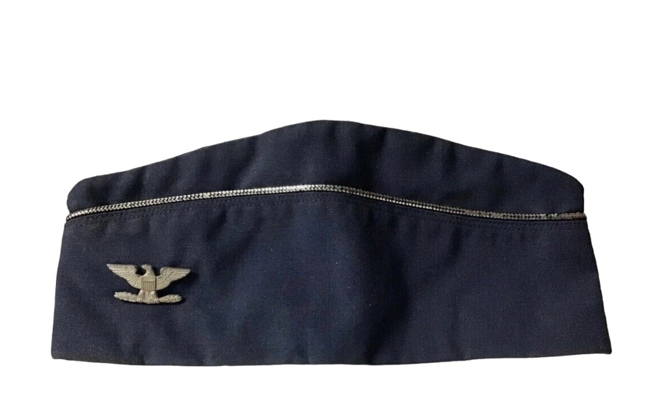 Vintage WW2 US Air Force Military Side Cap Garrison Hat Blue Silver ...