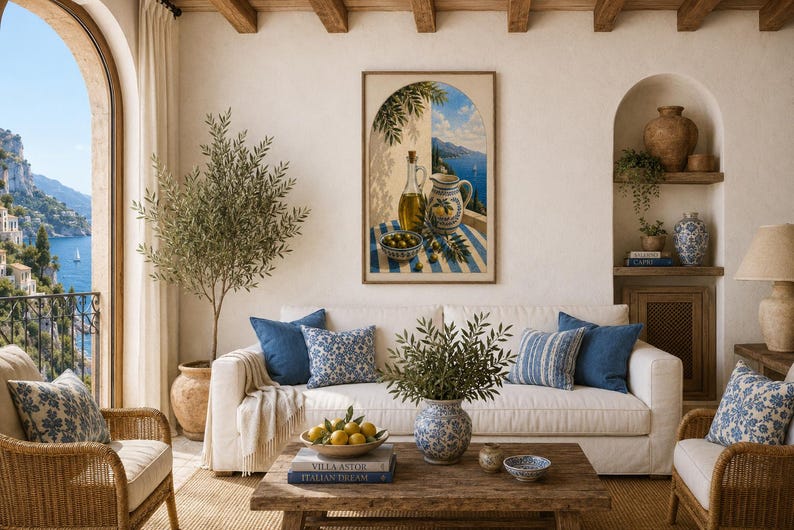 Italian Coastal Decor, Amalfi Coast Wall Art, Mediterranean Gallery Set ...