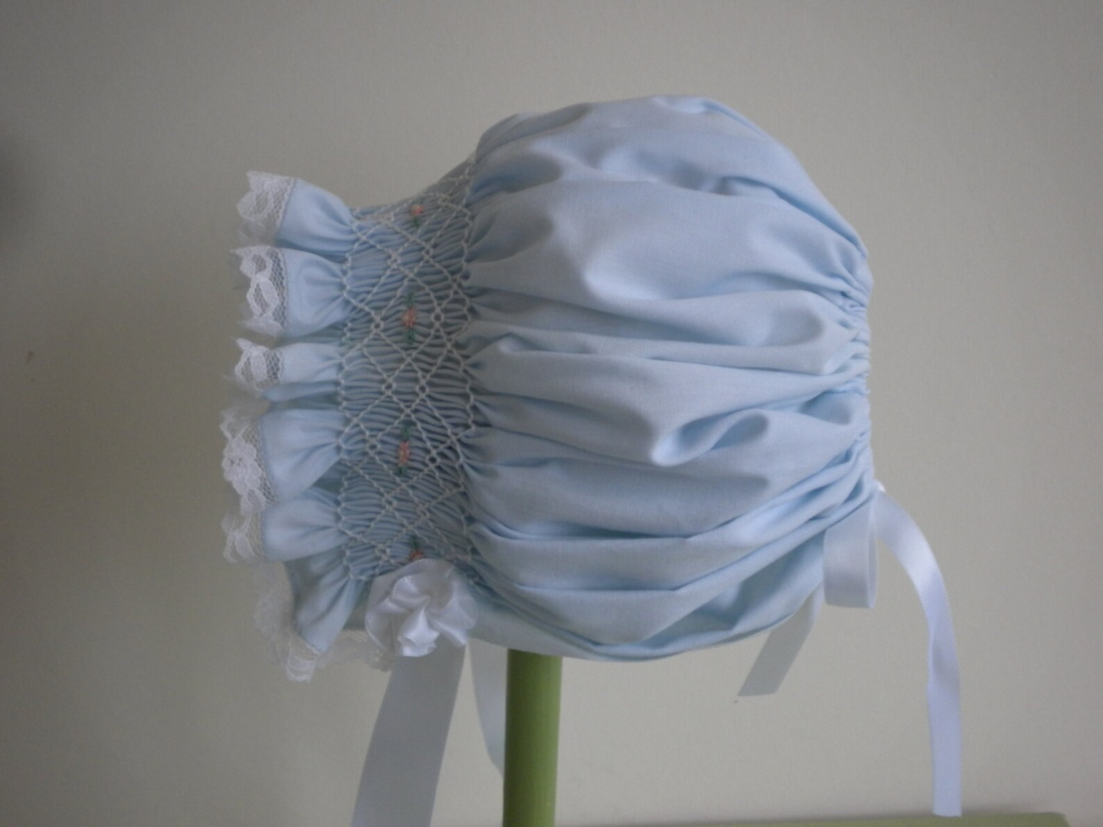 Hand Smocked Blue Baby Bonnet - Etsy