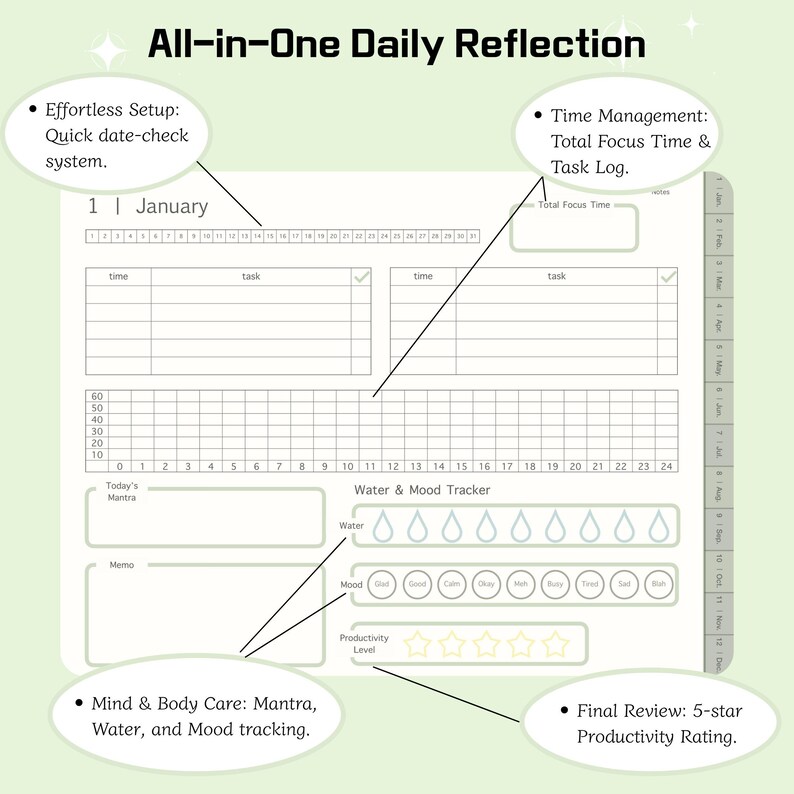 2026 Digital Planner, Minimalist Sage Green Daily Weekly Monthly ...