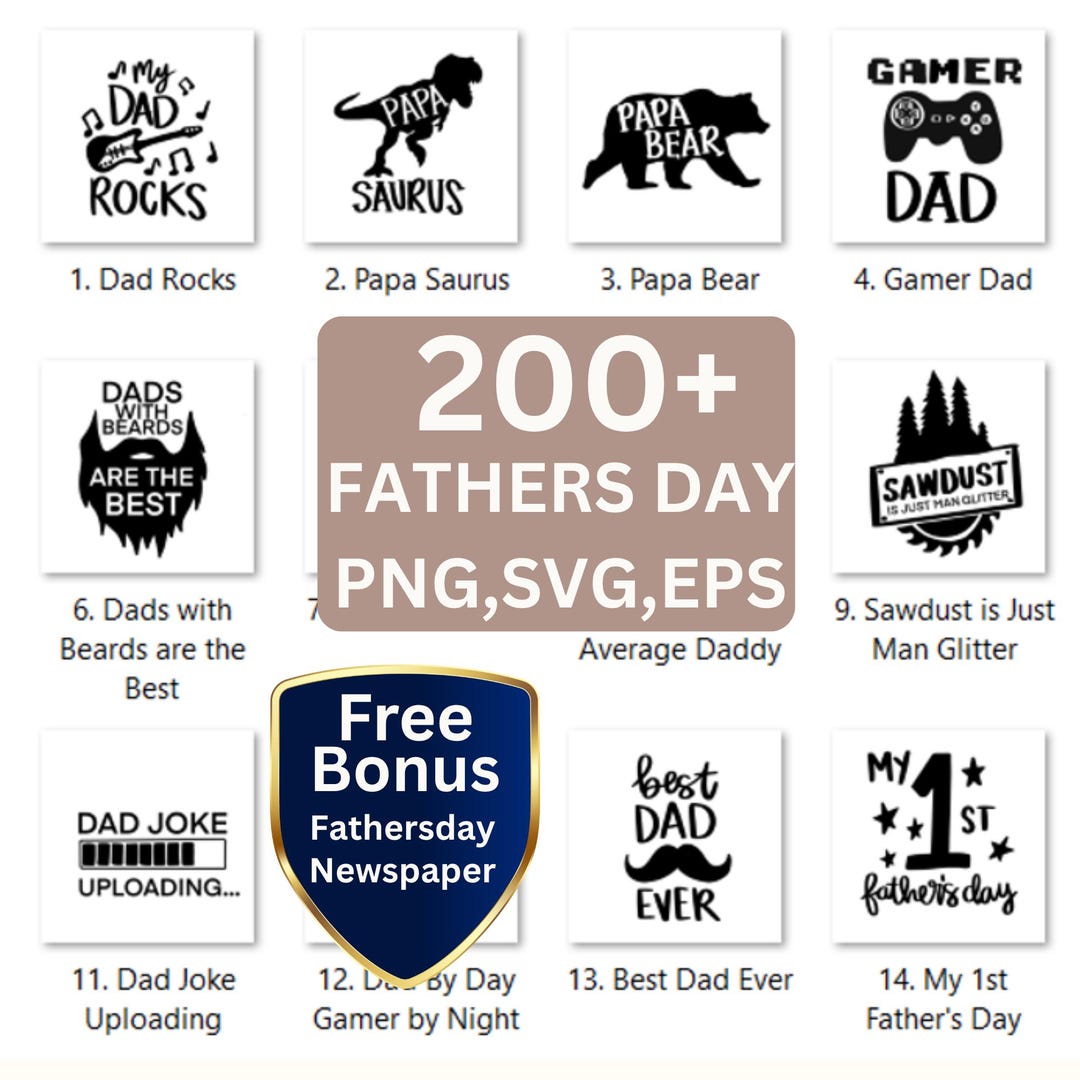 Father’s Day SVG Bundle 200+ | Dad Quotes, Daddy Papa Grandpa Designs ...