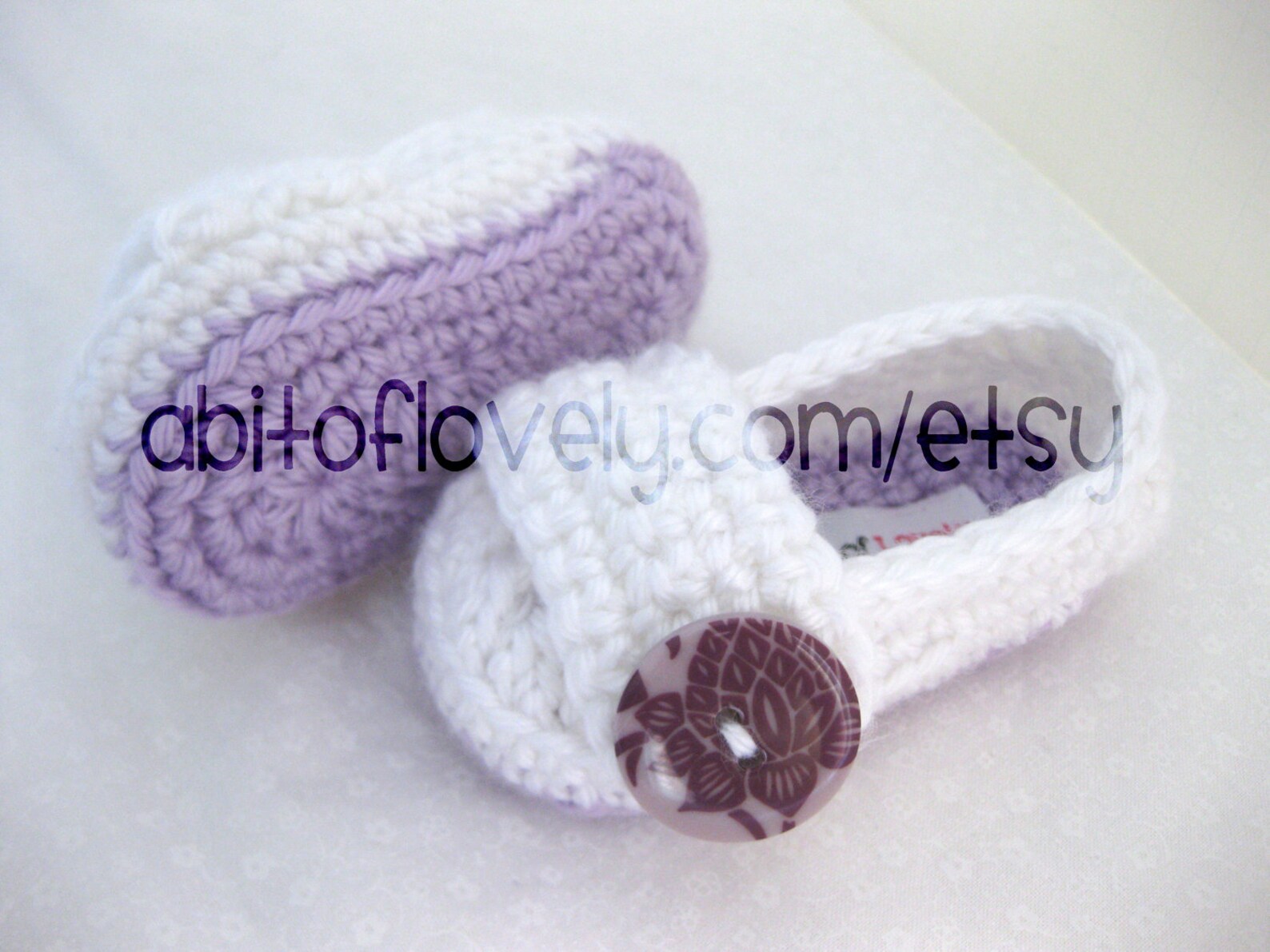Easter Baby Infant Girl Shoes / Slippers / Booties - Purple & White ...