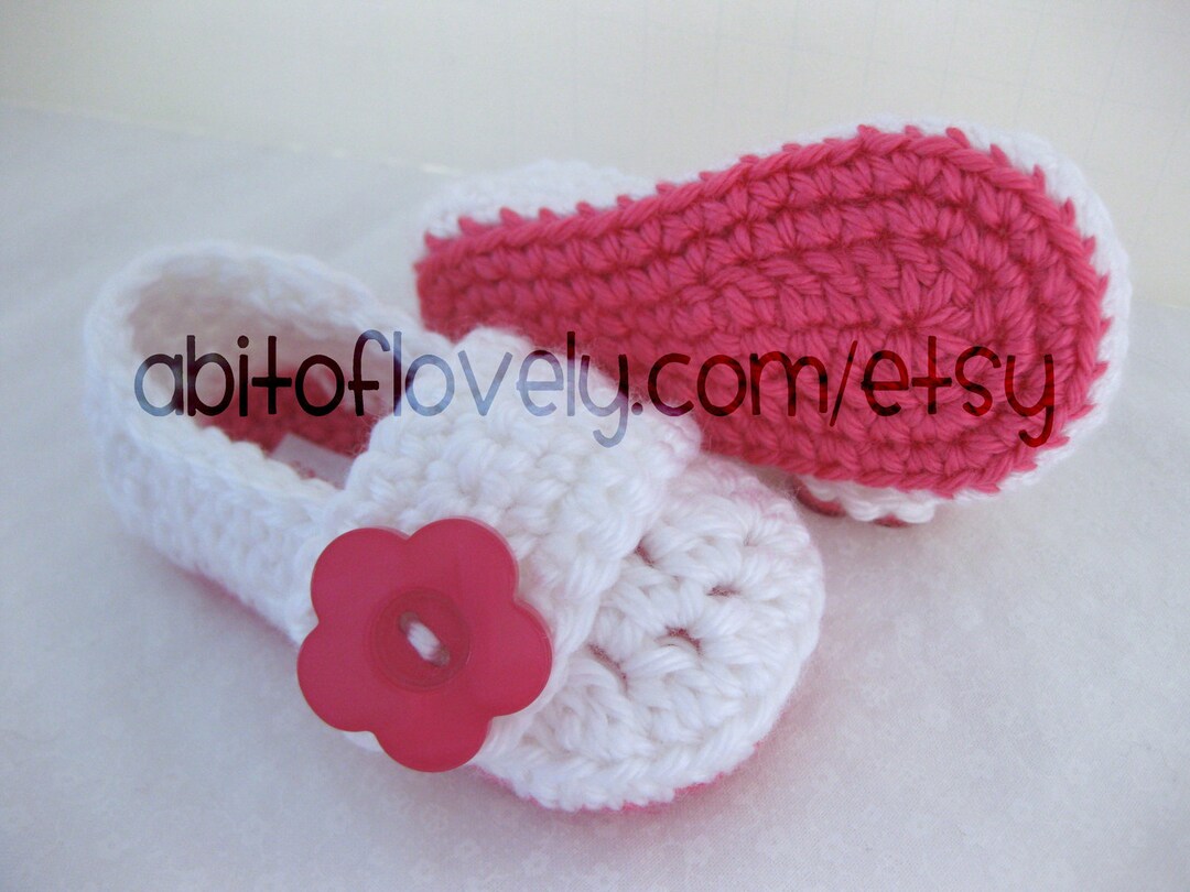 Easter Baby Girl Shoes / Booties - Pink & White, Bright Pink Flower ...