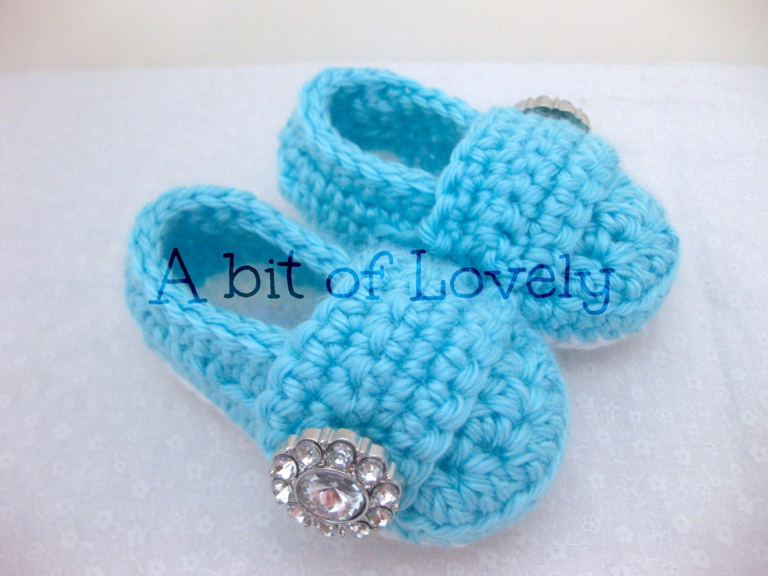 Spring Baby Infant Girl Shoes / Booties - White & Light Blue Jewel ...