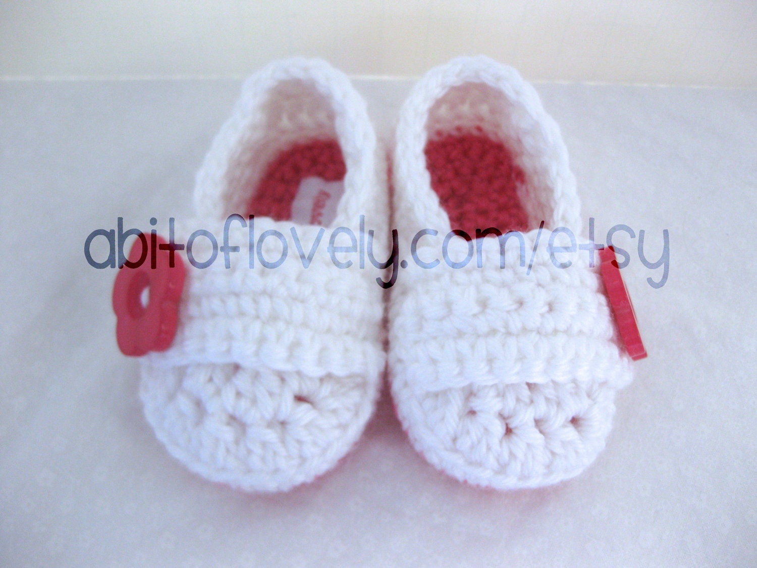 Easter Baby Girl Shoes / Booties - Pink & White, Bright Pink Flower ...