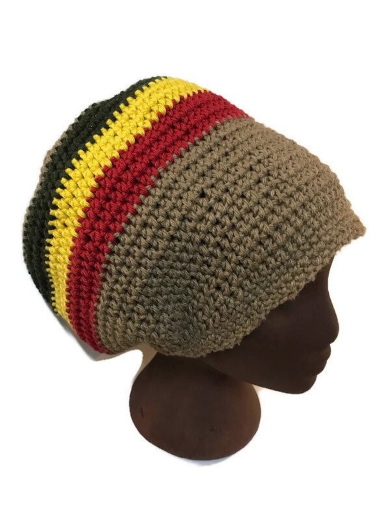 Rasta Tam Organic Cotton Dreadlock Tam Red Gold and Green Stripe Hat ...