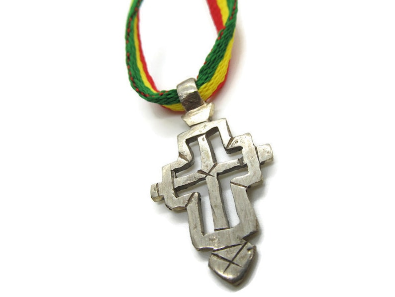 Ethiopian Cross Pendant Necklace Rasta Necklace Rastafari Jewelry Red ...