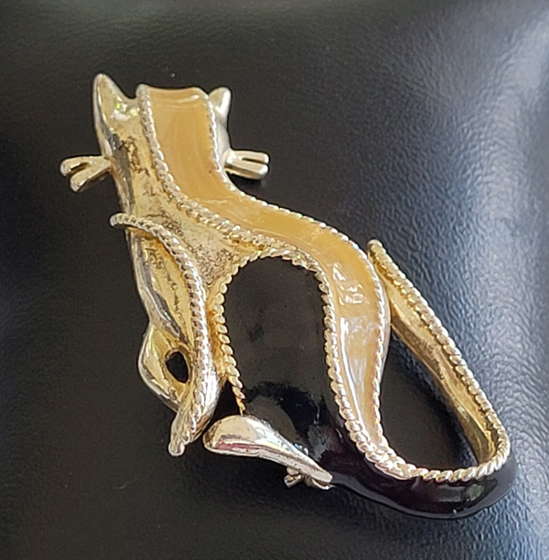 Vintage Darlene Cat Pin - Gold Tone and Enamel - Etsy
