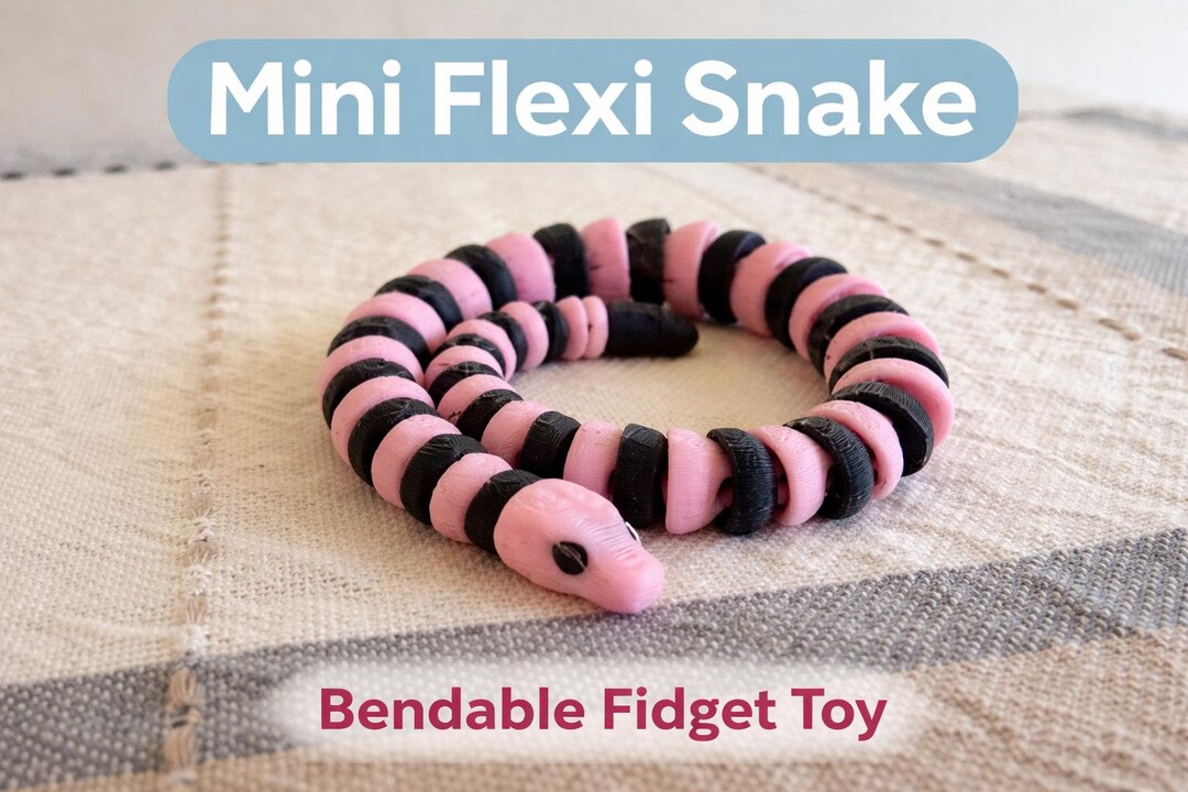 Mini Flexi Snake, Articulated 3D Printed Fidget Toy, Bendable Desk Toy ...