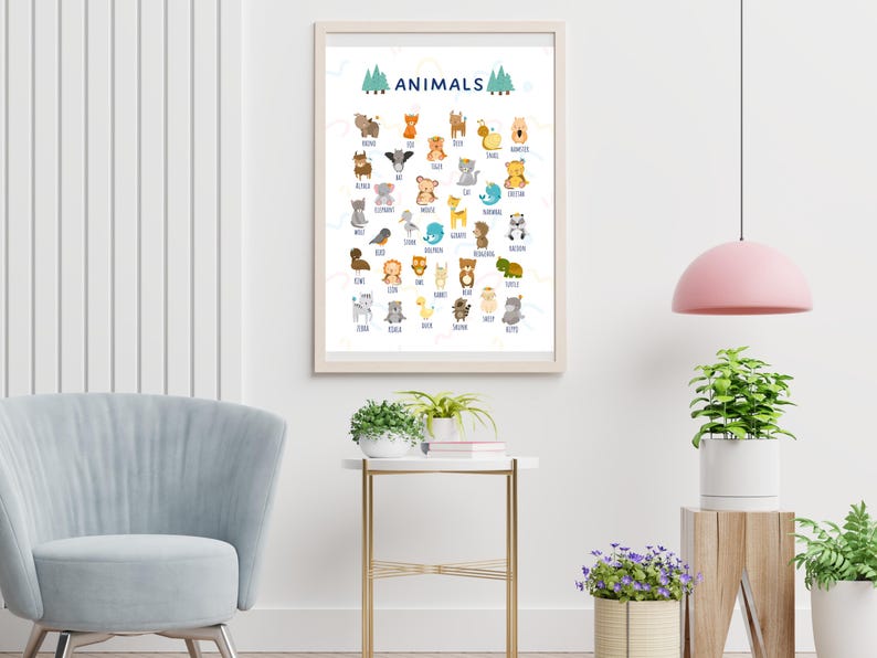 Animal Poster for Kids | Nursery Wall Art Printable | Toddler Learning ...