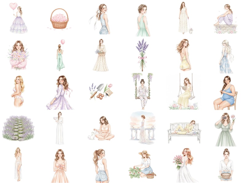 Soft Spring Clipart Bundle | Pastel Floral Bloom Watercolor Flowers ...