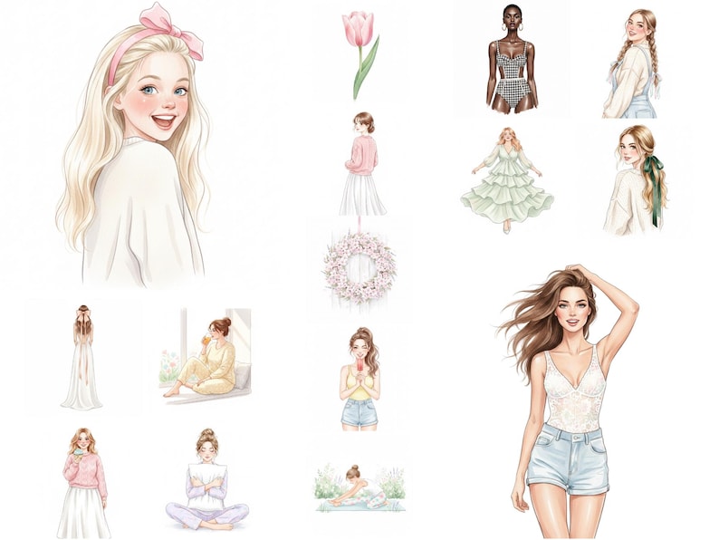 Soft Spring Clipart Bundle | Pastel Floral Bloom Watercolor Flowers ...
