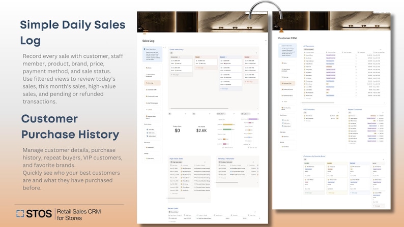 Notion Retail Sales CRM Template | Store Sales Tracker, Customer ...