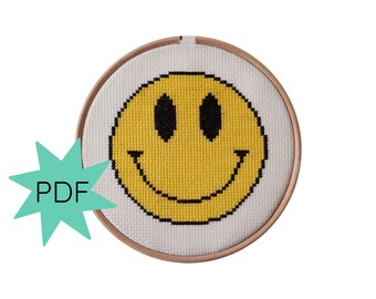 Smiley Face Cross Stitch Pattern - Etsy