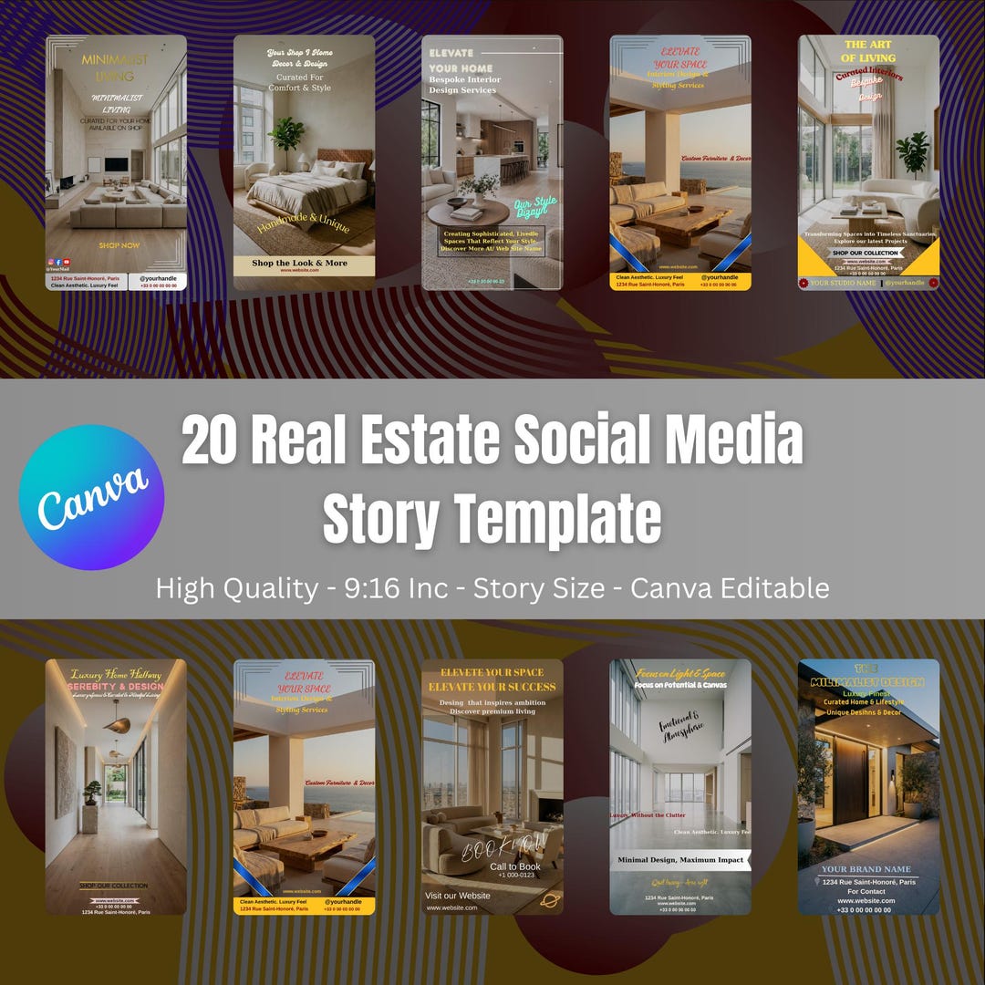 Real Estate Canva Templates Bundle | Luxury Realtor Instagram Stories ...