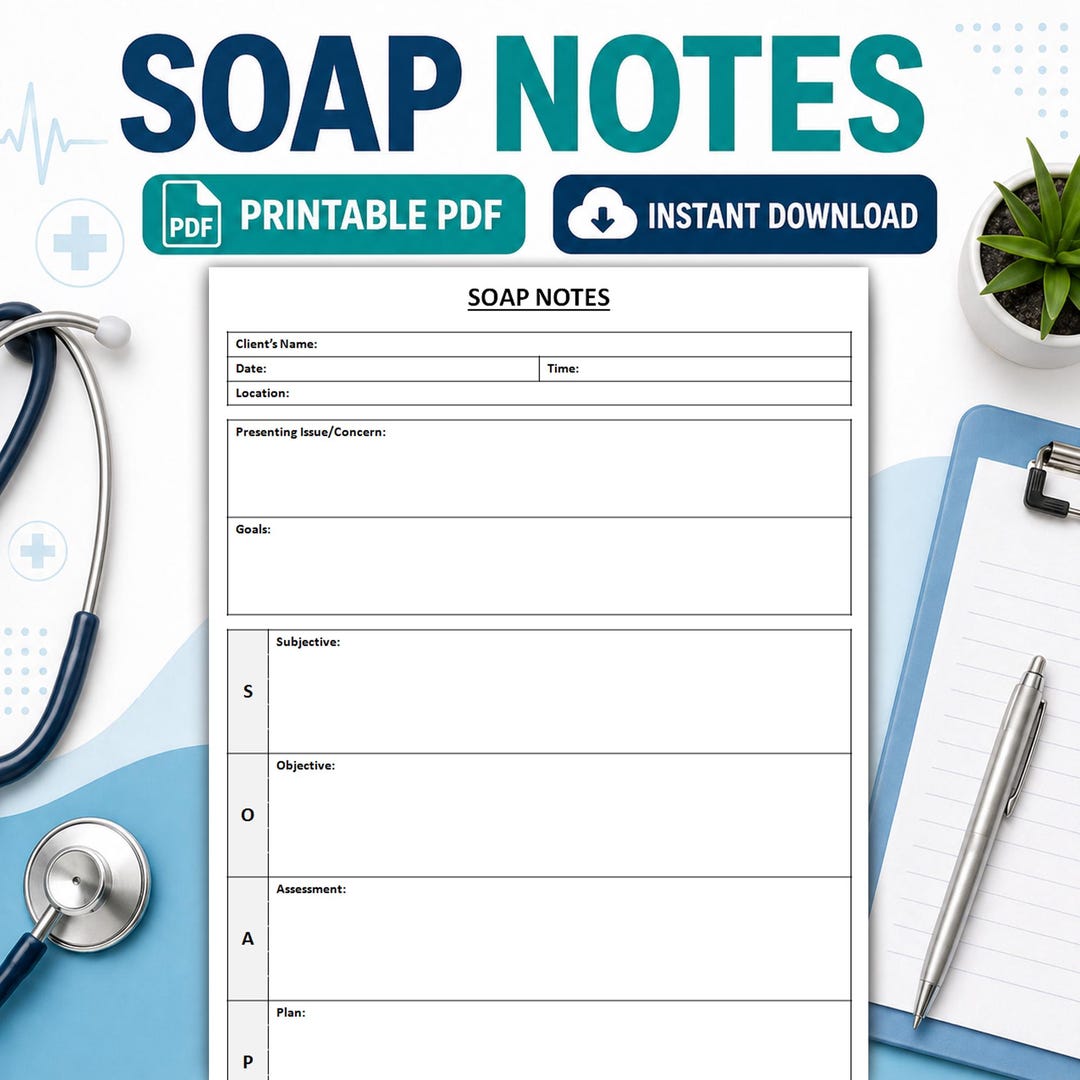 Printable SOAP Notes | Note Taking Sheet for Therapists, Counselors ...