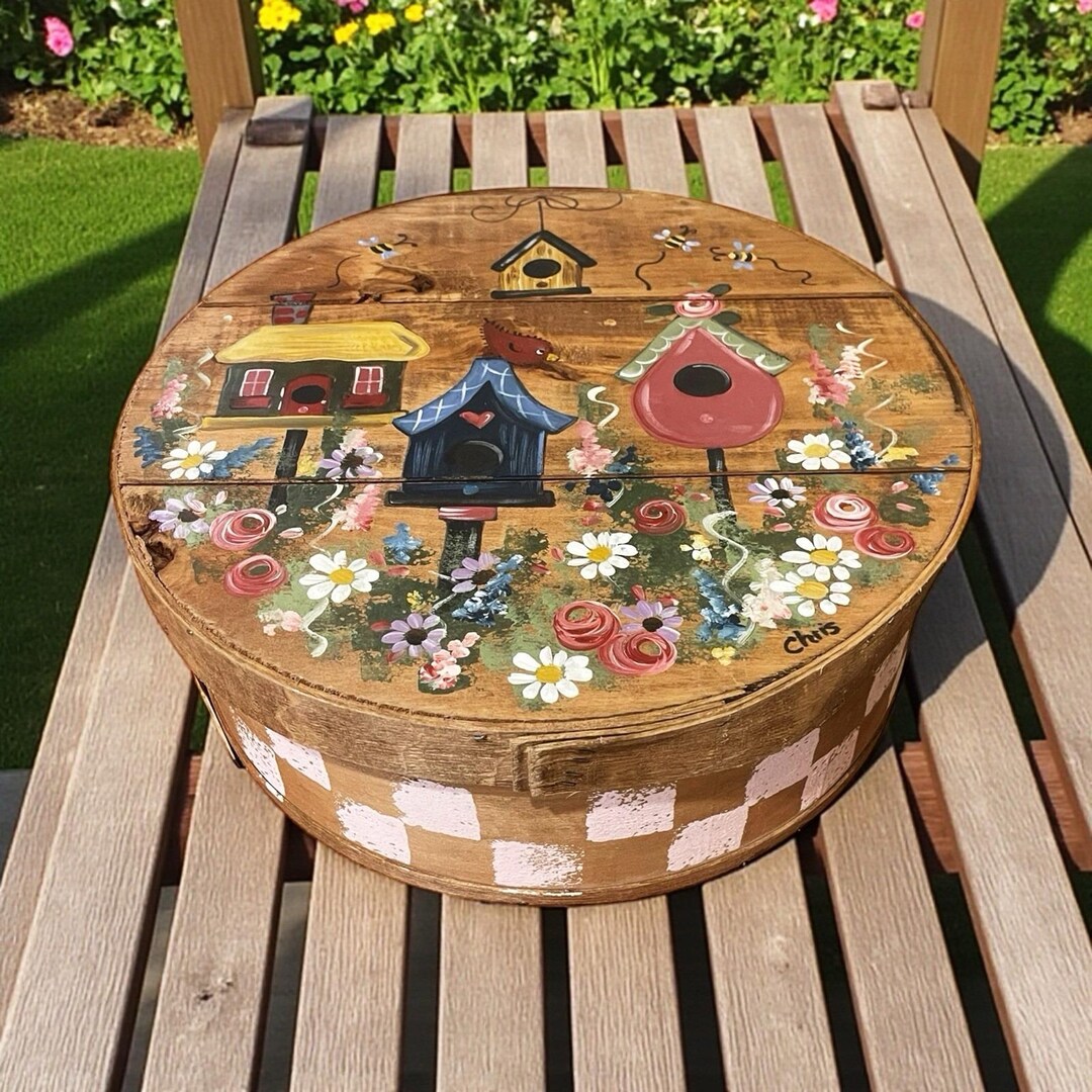 Vintage Dufeck Hand Painted Bentwood “15 Pantry Box Folk Art Birdhouse ...