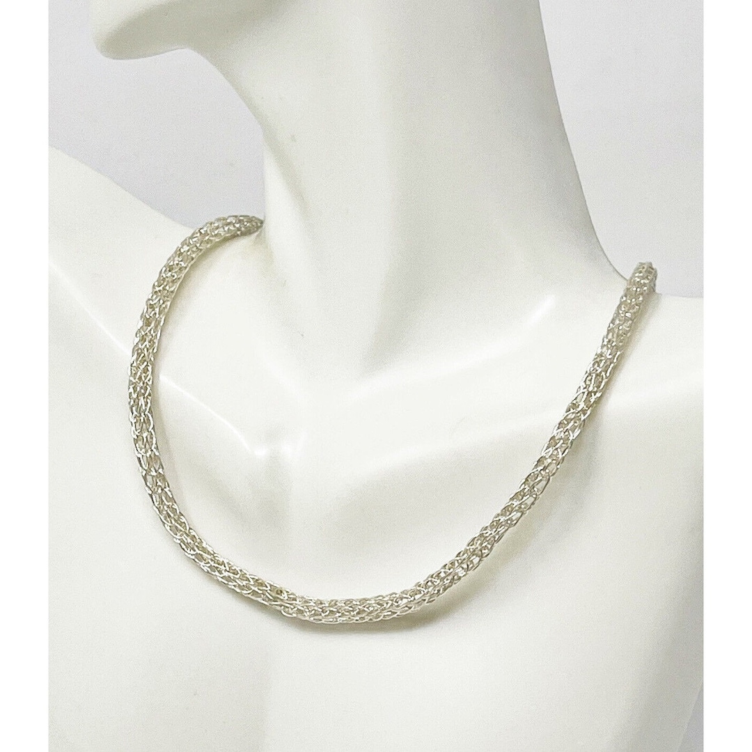 Vintage 925 Sterling Silver Mesh Chain Link Necklace - Etsy