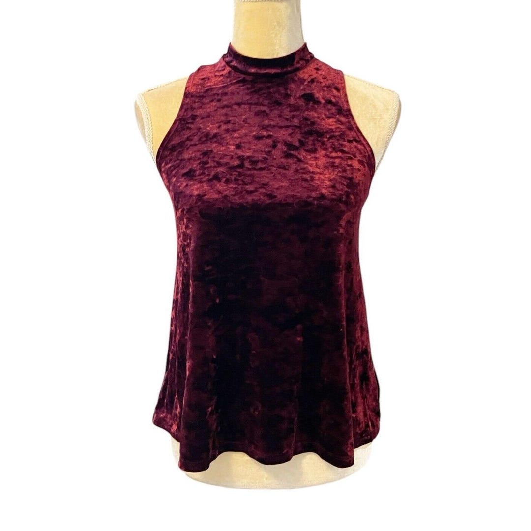 Vintage Crushed Red Velvet Halter Neck Top Size Small Vamp Whimsygoth ...