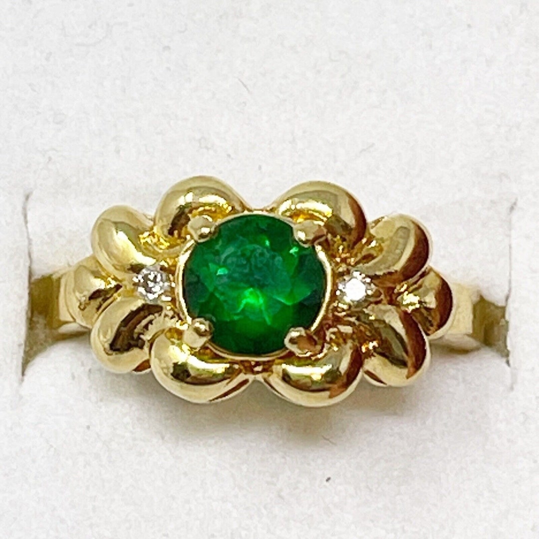 Vintage Lind 14KHGE Green and Clear Rhinestone Dinner/cocktail Ring ...