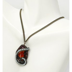 Vintage Sorrelli Retired Antiqued Brass Red/yellow Rhinestone Pendant ...