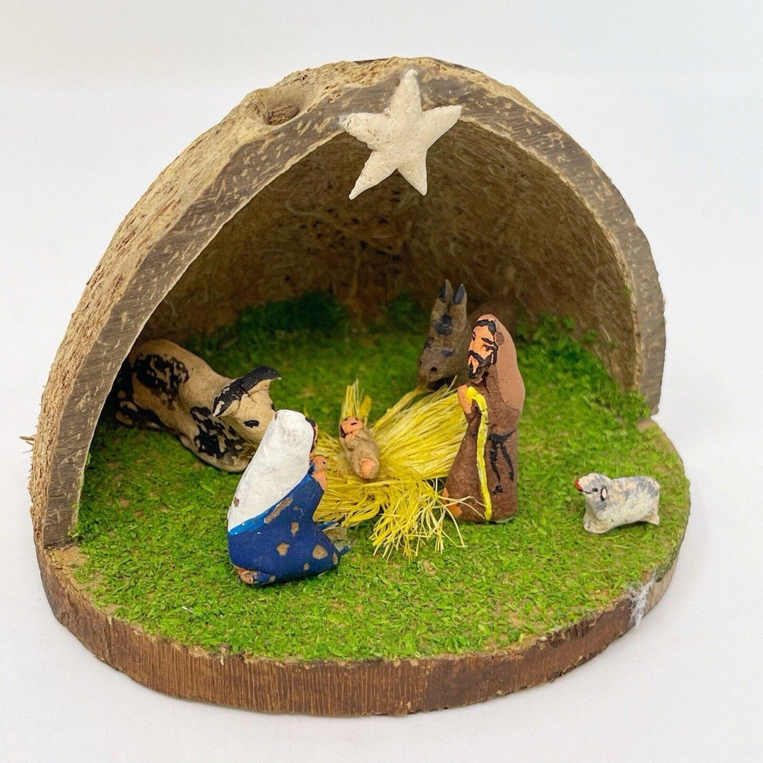 Handmade Small Nativity Mary Joseph Baby Jesus Christmas Holiday ...