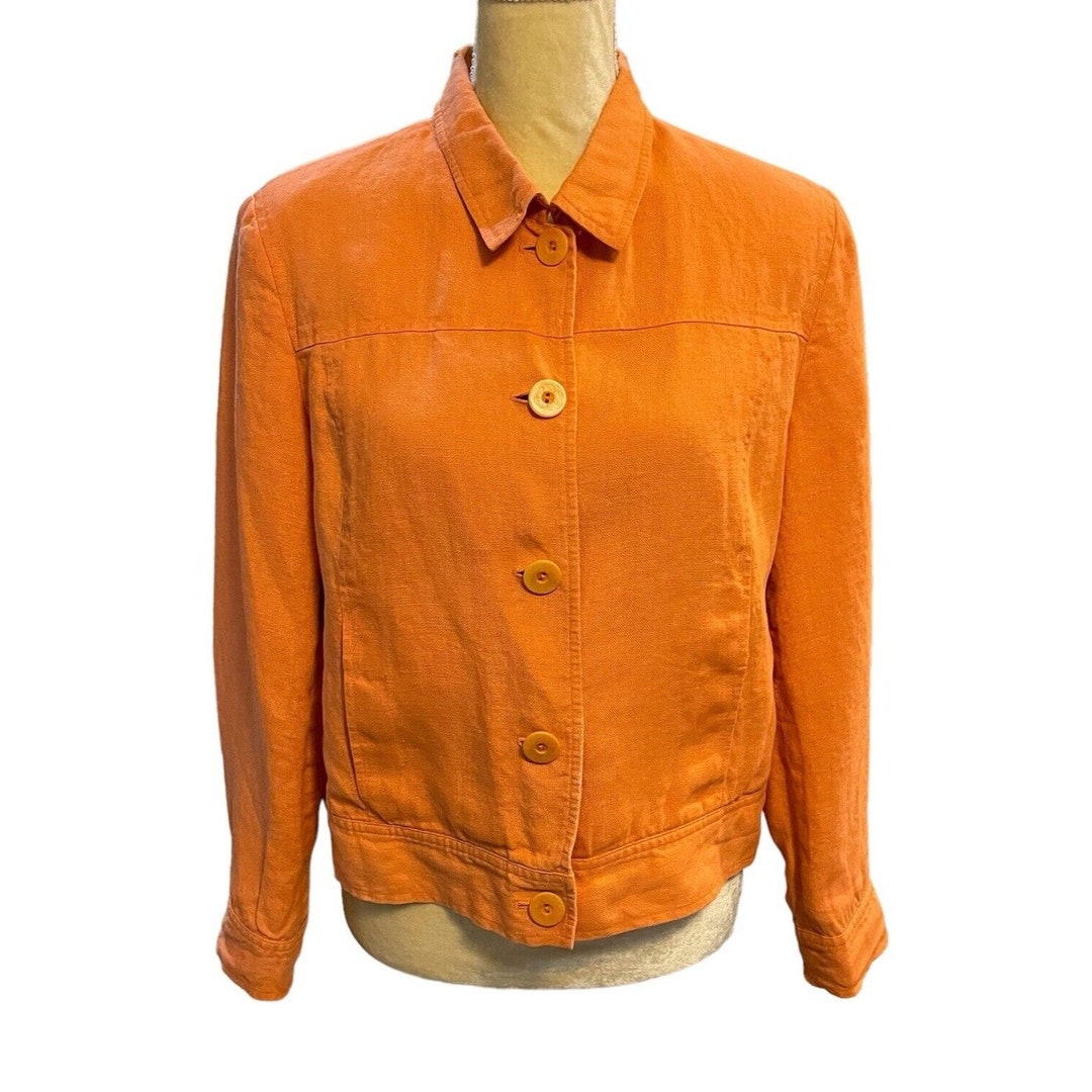 Vintage Talbots 100% Irish Linen Orange Button Front Jacket Size 12 - Etsy