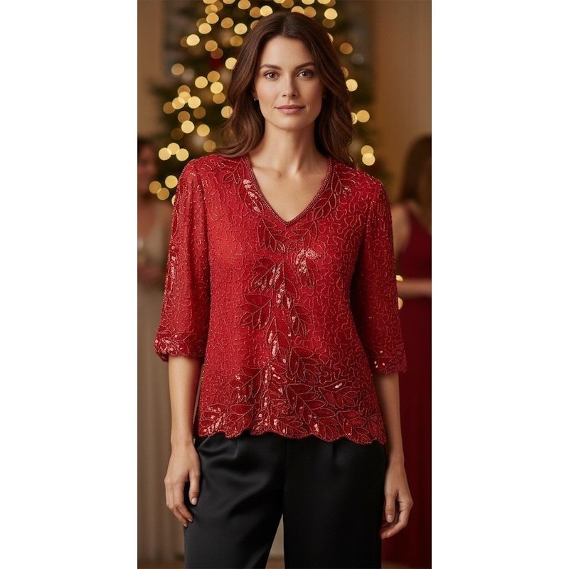 Red Beaded New Sweater - Etsy UK