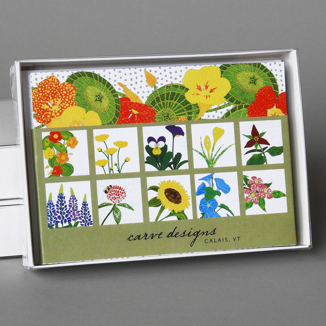 Flower Box: A Boxed Set of 10 Blank Colorful Flower Notecards - Etsy