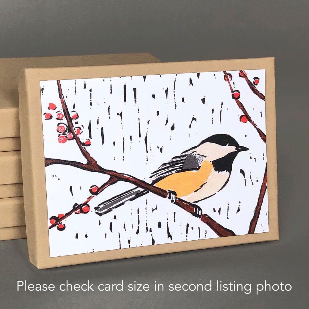 Block Print Chickadee: A Nature Inspired Boxed Set of 10 Blank Holiday ...