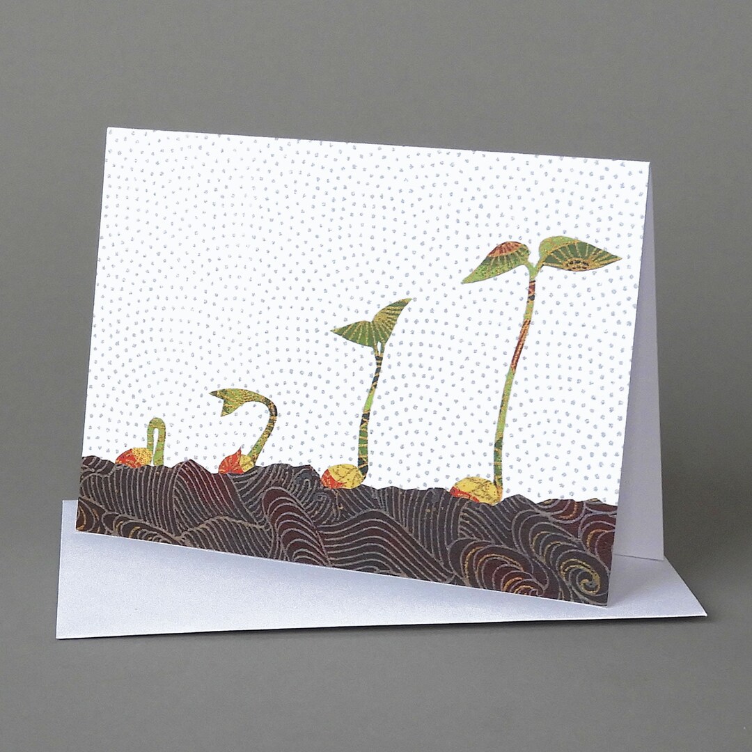Seedlings: A Nature Inspired Blank Notecard, Origami Paper, Spring ...