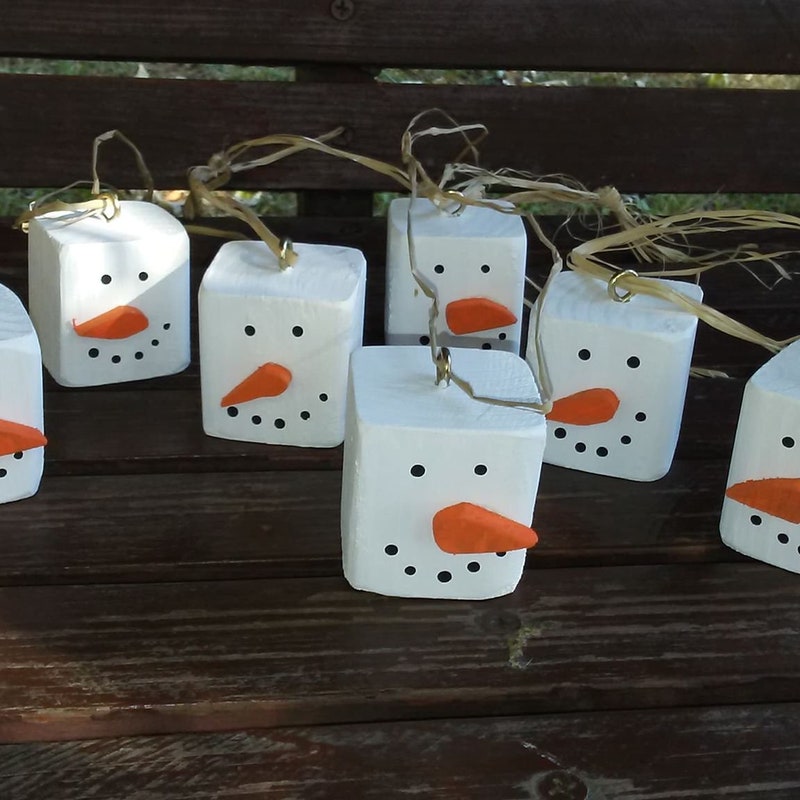 Wooden Block Snowman - Etsy