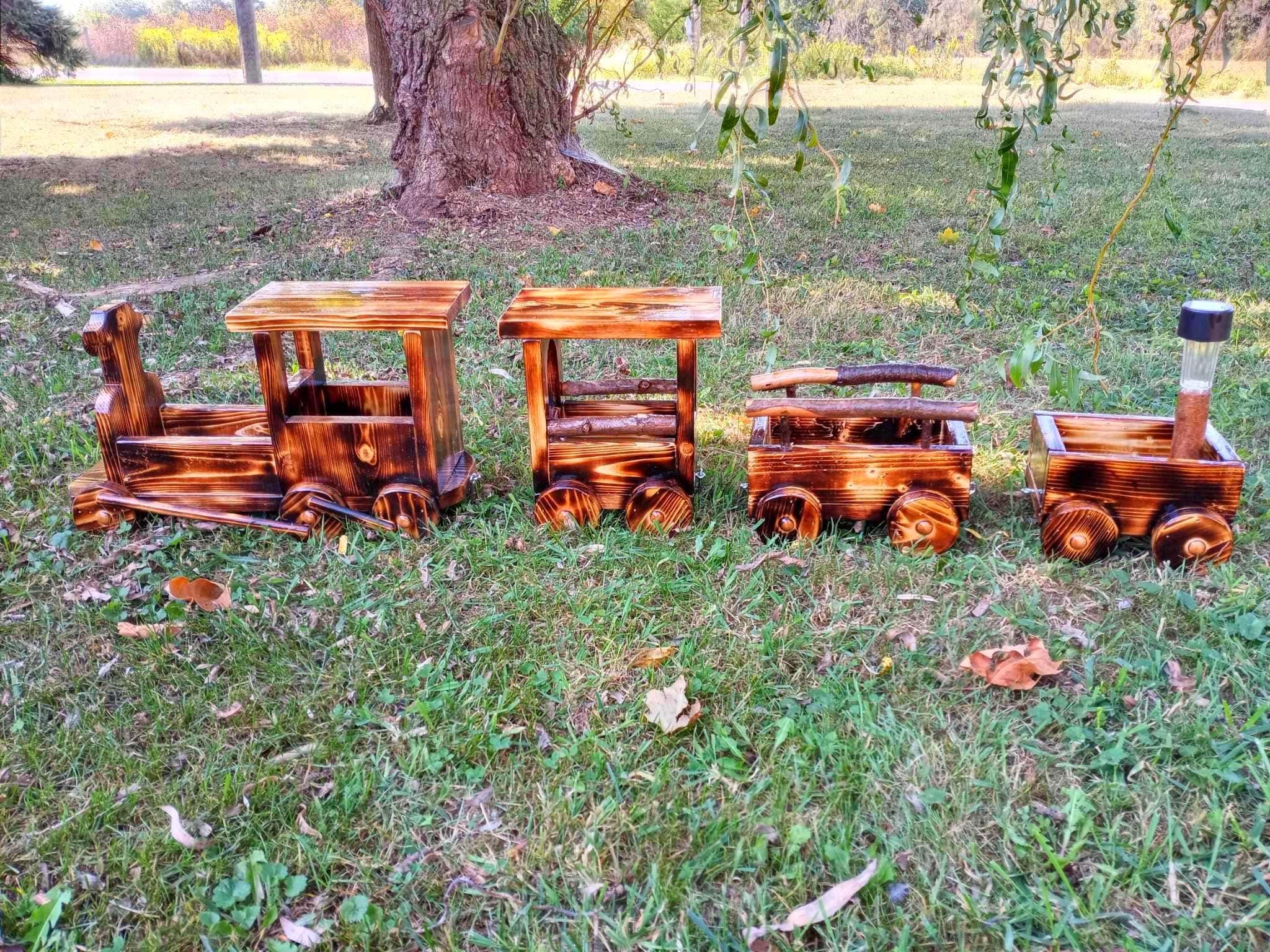 Reclaimed Wood 4 PC Train Set Squirrel/small Animal Feeder With Solor ...