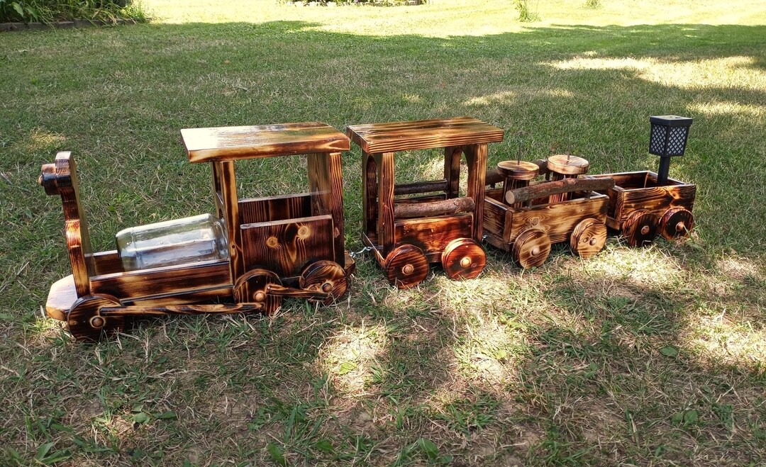 Reclaimed Wood 4 PC Train Set Squirrel/small Animal Feeder With Solor ...