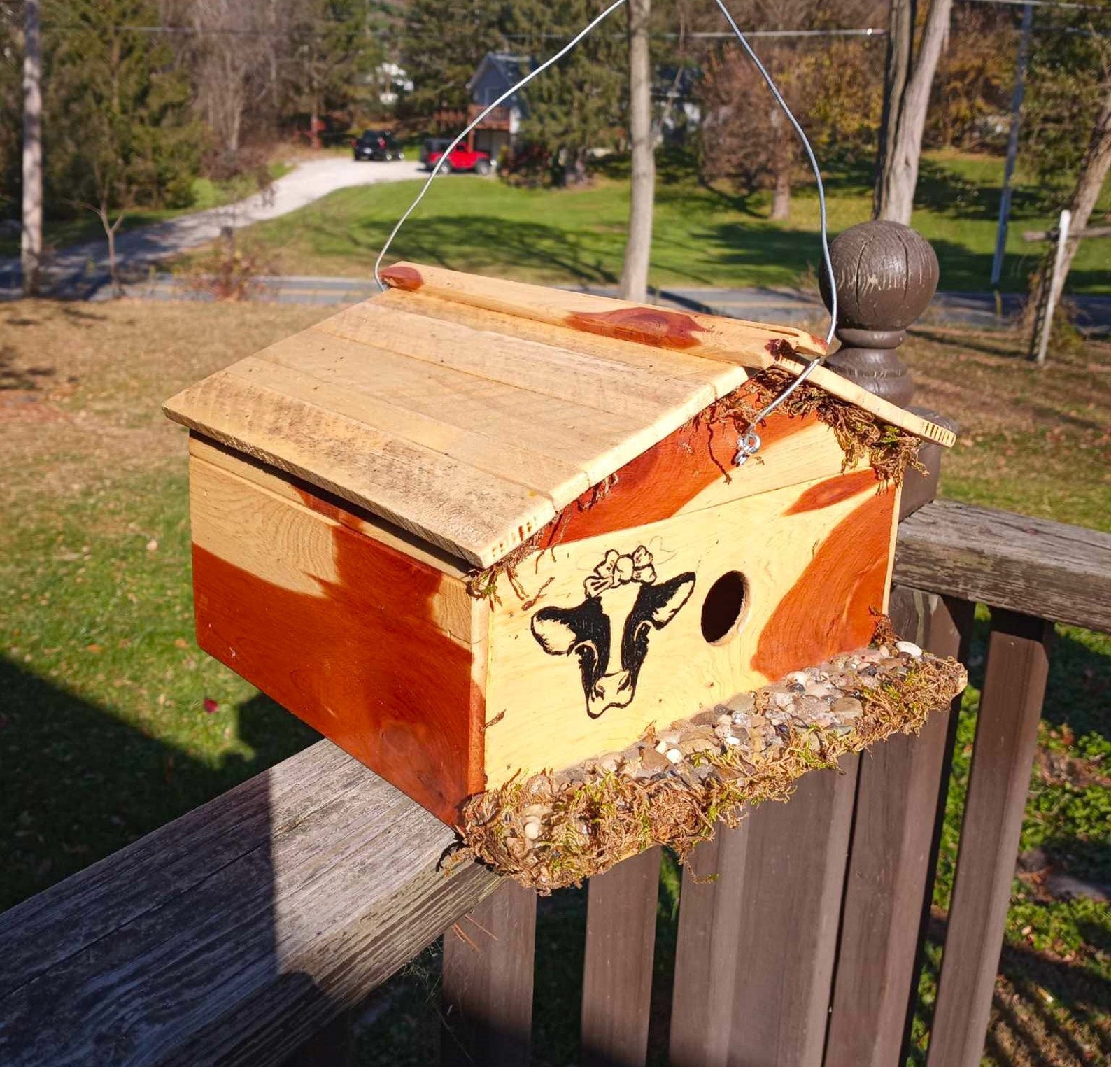 Handpainted Cow on Reclaimed Cedar Rustic Medium Sized Birdhouse - Etsy