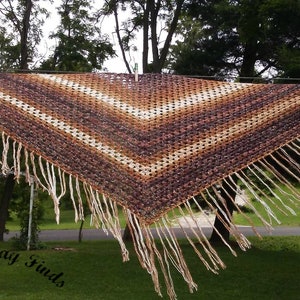 Crochet Light and Pretty Brown Ladies Shawl With Fringe - Etsy