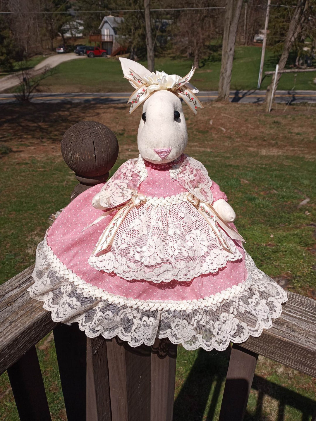 Handcrafted Country Muslin Fabric Bunny is Pink Dress - Etsy