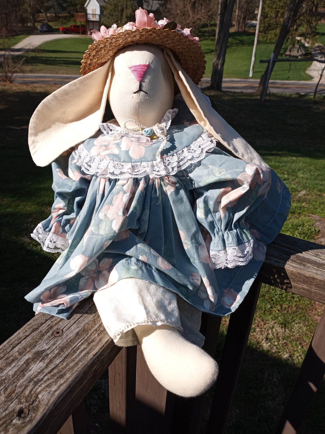 Blue Belle Country Bunny in a Straw Hat. - Etsy