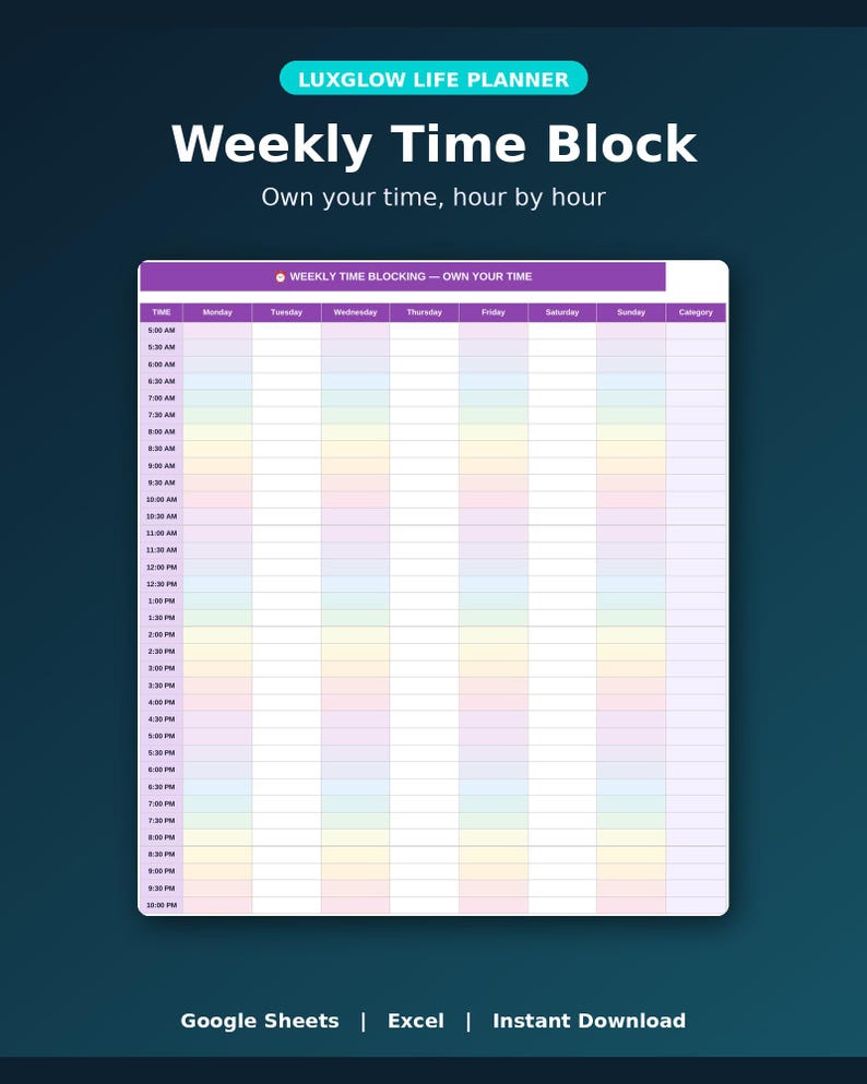Life Planner Spreadsheet Google Sheets & Excel | All in One Budget Goal ...
