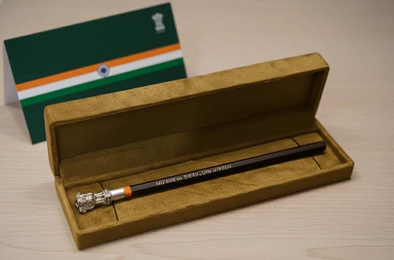 Handmade Ashoka Lion Pencil Topper, Silver Plated Brass, Patriotic Desk ...