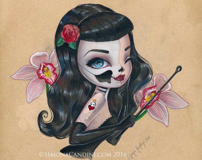 Skully Bettie Page LIMITED EDITION Print Signed Numbered Simona Candini ...