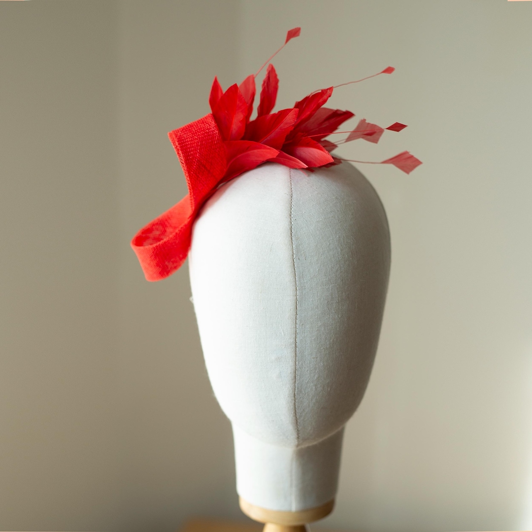 Poppy Red Feather Fascinator: Elegant Wedding Headpiece, Women ...