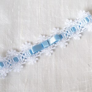 Bridal Bow Lace Garter, Wedding Lace Blue Bow Garter, Something Blue ...