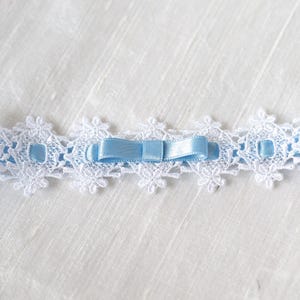 Bridal Bow Lace Garter, Wedding Lace Blue Bow Garter, Something Blue ...