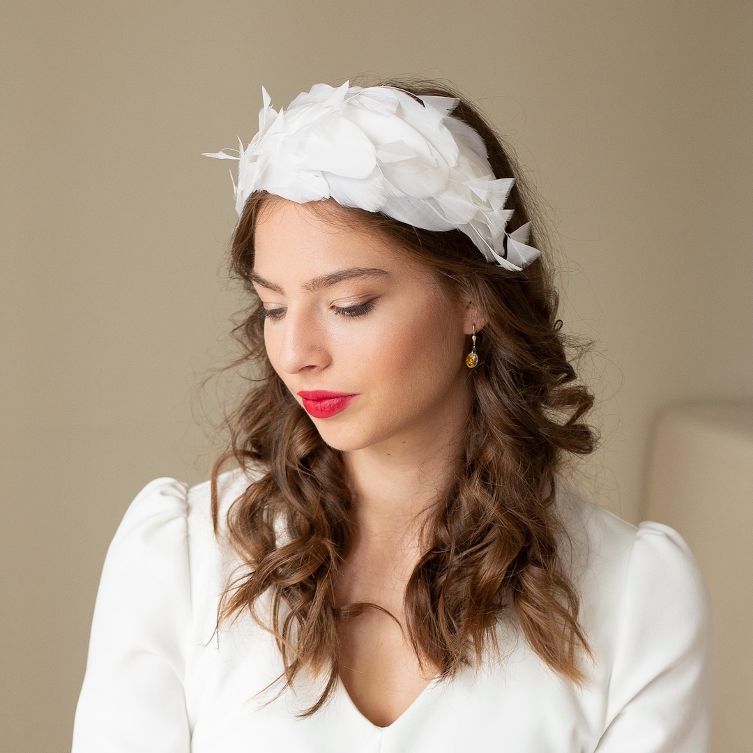 Bridal Feather Headband: White Goose Feather Headpiece - Etsy