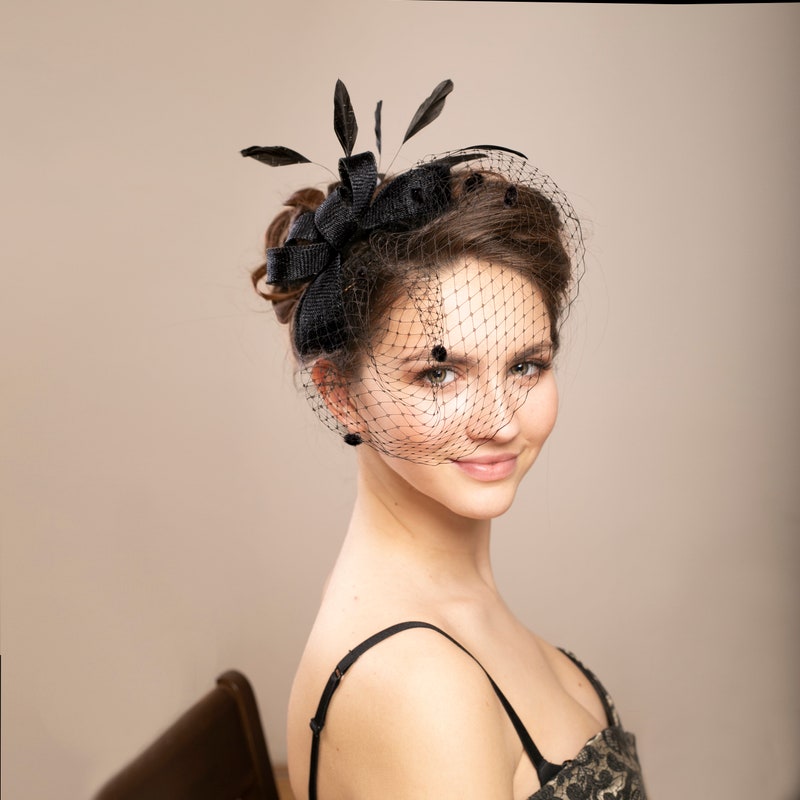 Black Fascinator - Etsy