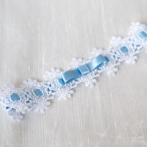 Bridal Bow Lace Garter, Wedding Lace Blue Bow Garter, Something Blue ...