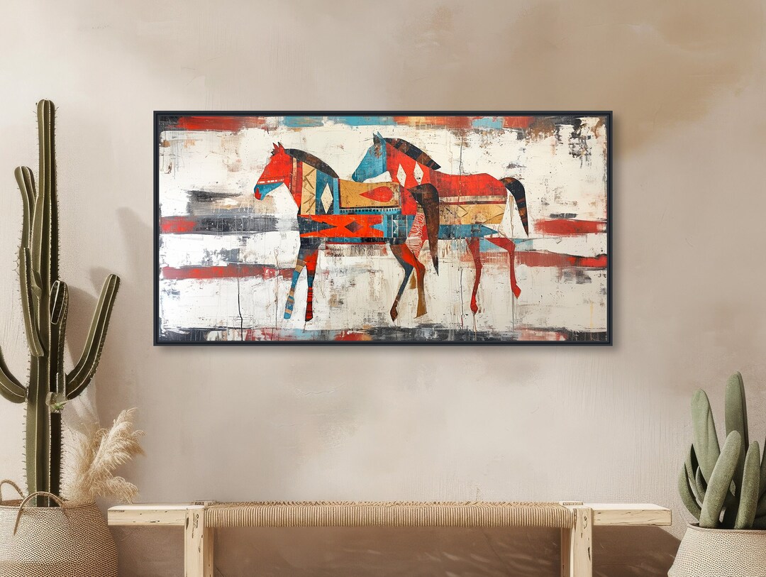 Southwestern Wall Art - Running Horse Painting - Rustic Ranch Decor ...