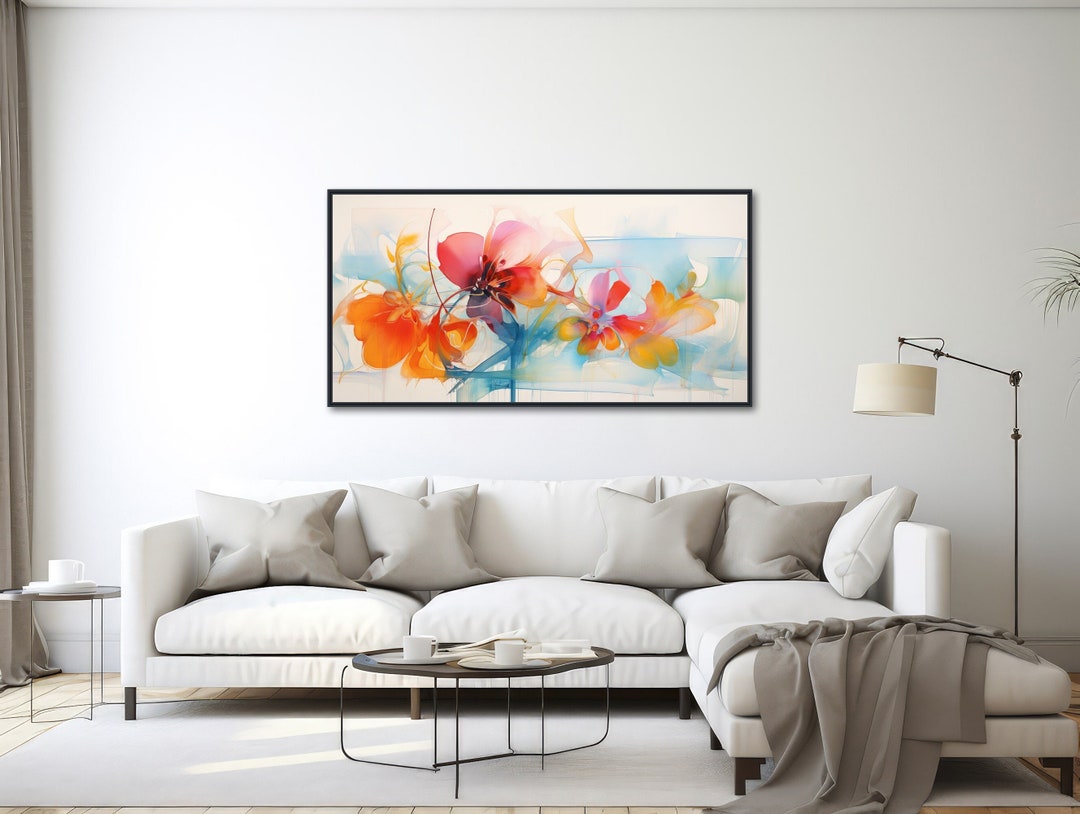Large Floral Canvas Wall Art - Framed Canvas Print - Modern Abstract ... Large Floral Canvas Wall Art - Framed Canvas Print - Modern Abstract ...
