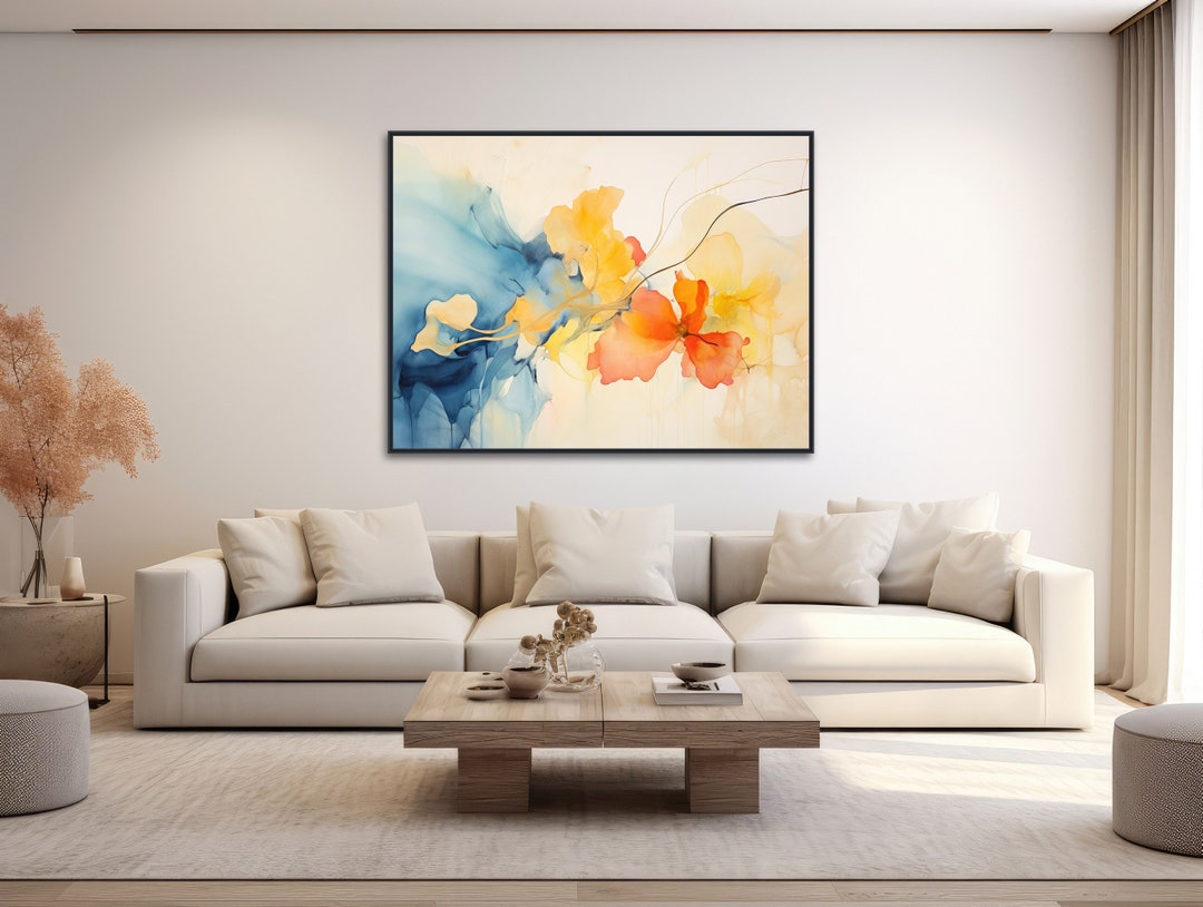 Large Floral Canvas Wall Art - Framed Canvas Print - Modern Abstract ... Large Floral Canvas Wall Art - Framed Canvas Print - Modern Abstract ...